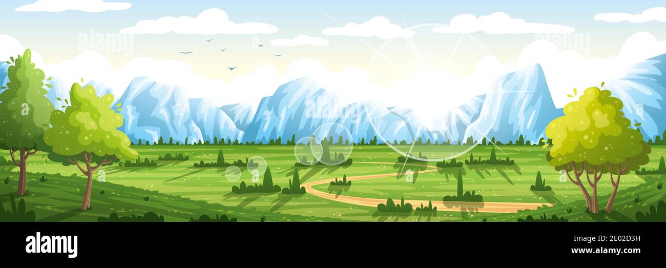 Summer landscape panorama. Vector illustration with separate layers ...