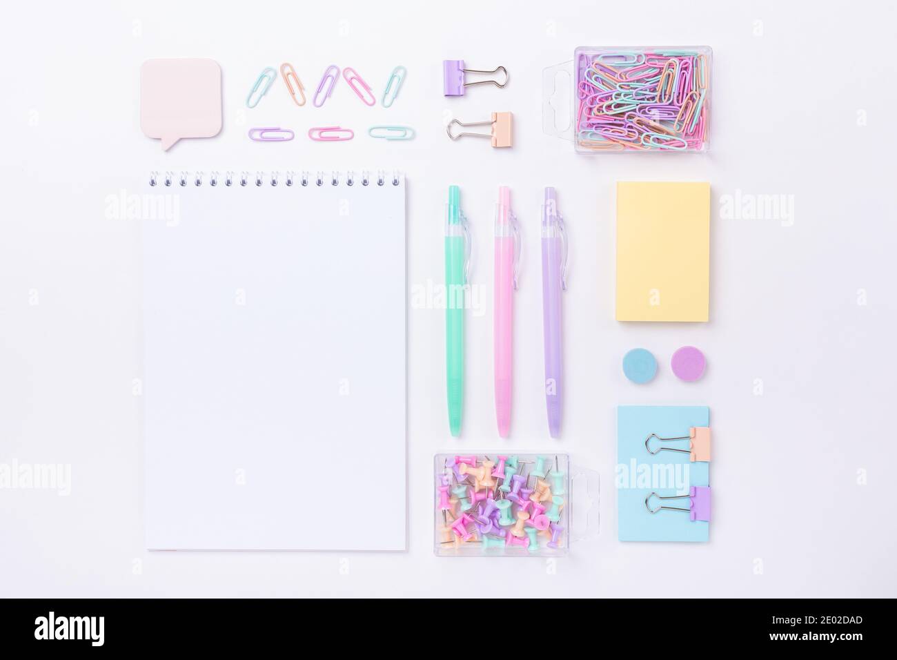 School supplies in pastel color Back to school concept Flat lay Top ...