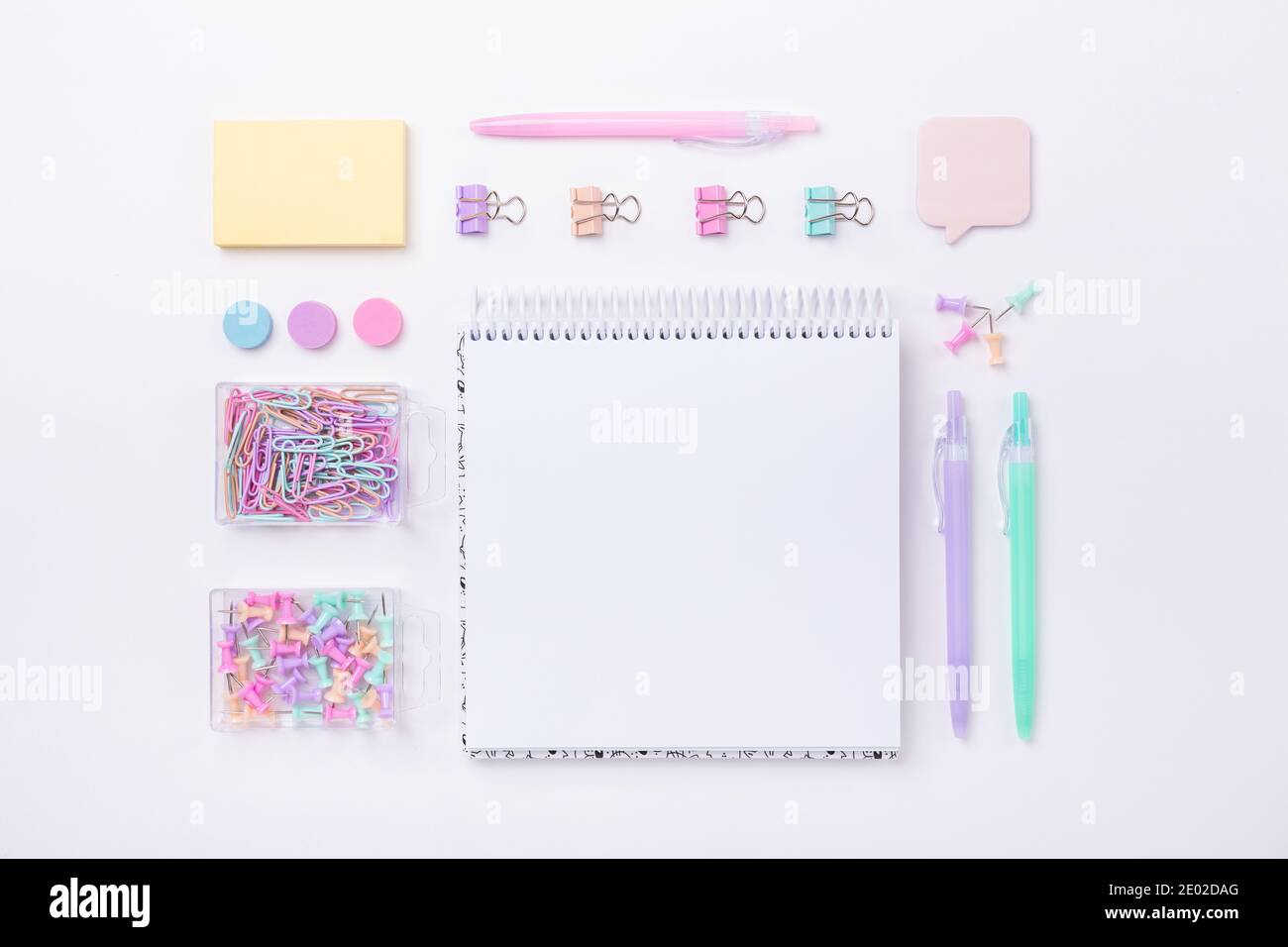 School supplies in pastel color Back to school concept Flat lay Top ...