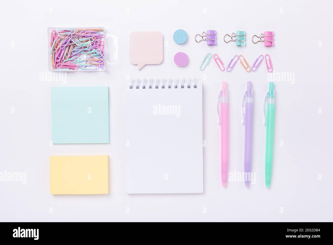 School supplies in pastel color Back to school concept Flat lay Top ...