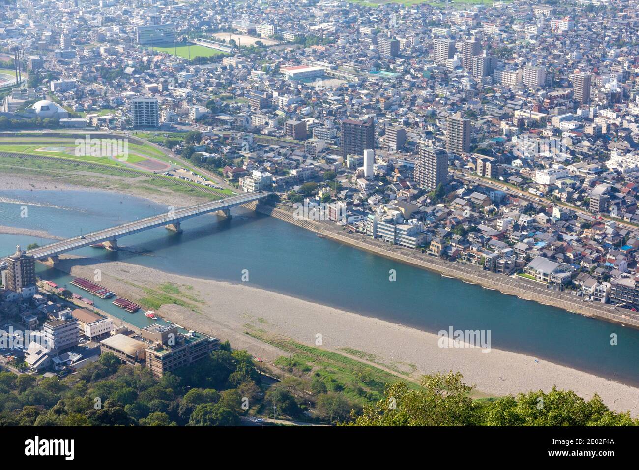 The views of Gifu city and Nagara river in Gifu prefecture, Chubu ...