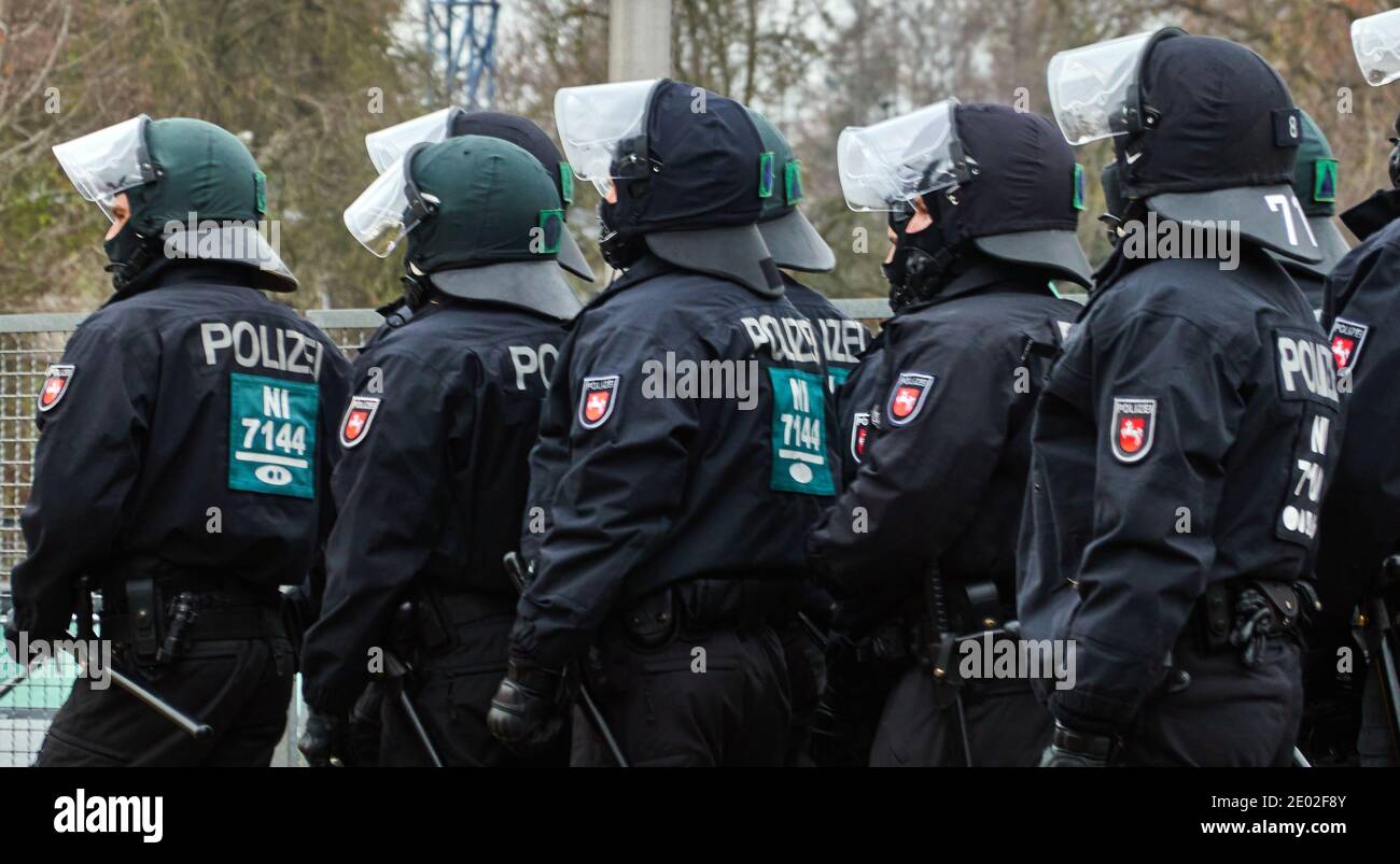 Braunschweig, Germany, December 05., 2020: Black-uniformed German ...