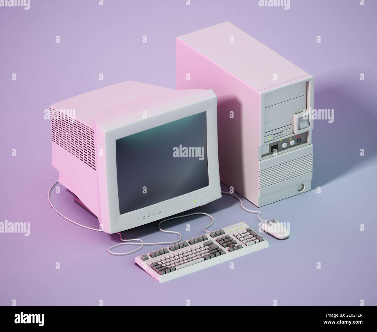 Vintage PC standing on gray background. 3D illustration Stock Photo - Alamy