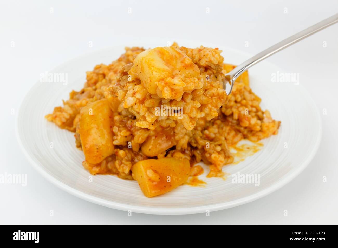 Curry rice on white background Stock Photo - Alamy