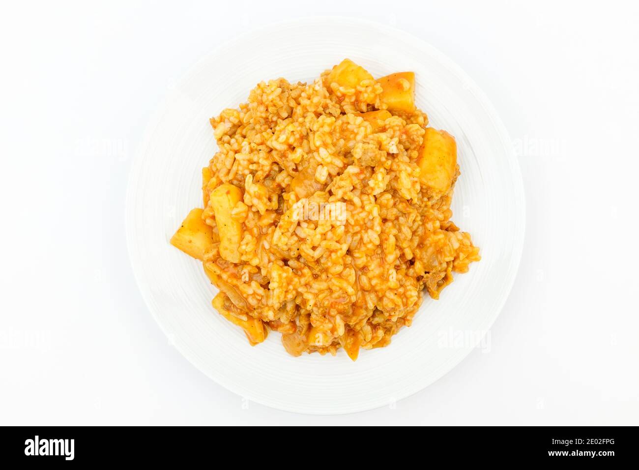 Curry rice on white background Stock Photo - Alamy
