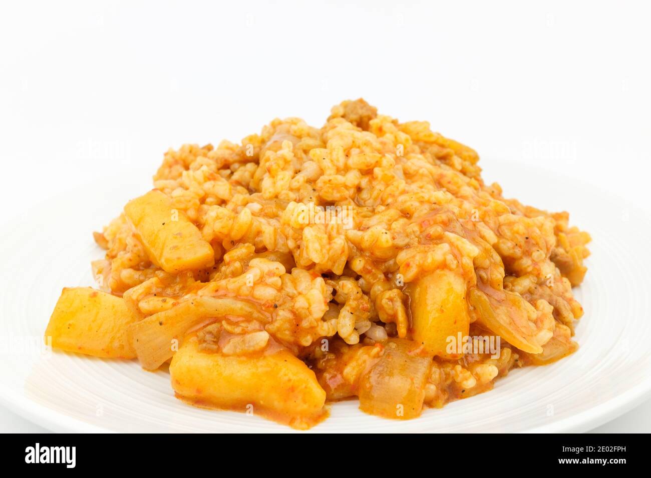Curry rice on white background Stock Photo - Alamy
