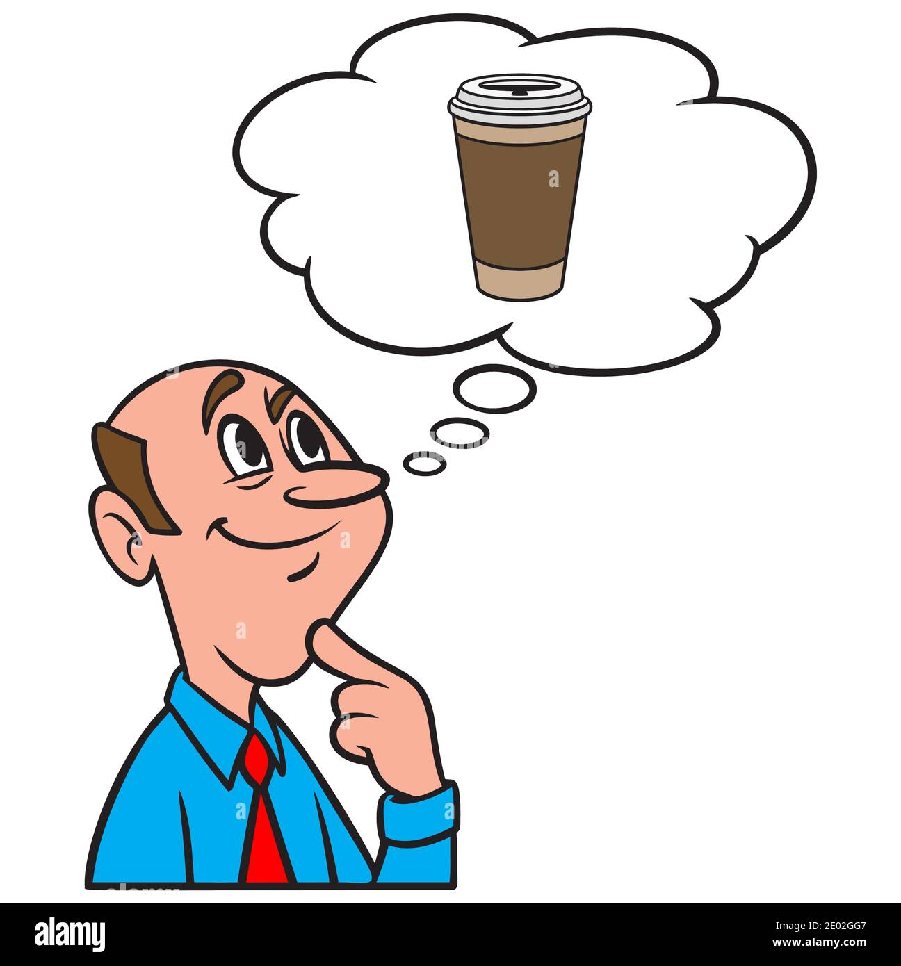 Thinking about a Cup of Coffee - A cartoon illustration of a man ...
