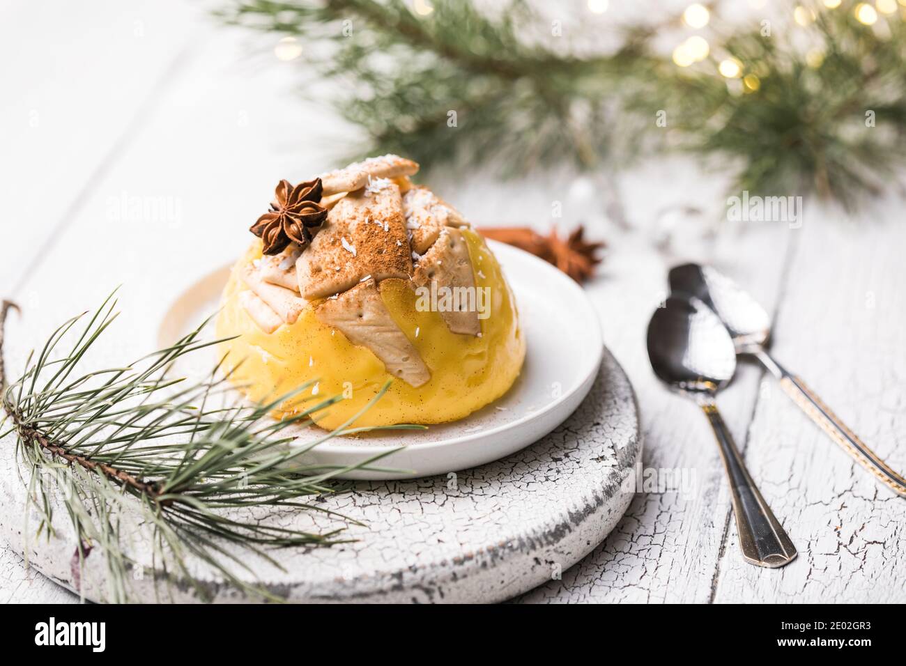 Natilla Colombian or Spain cuisine - Christmas tradition Stock Photo ...