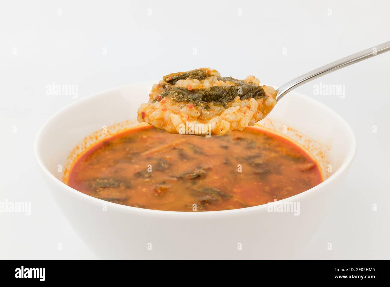 Eel soup on white background Stock Photo - Alamy