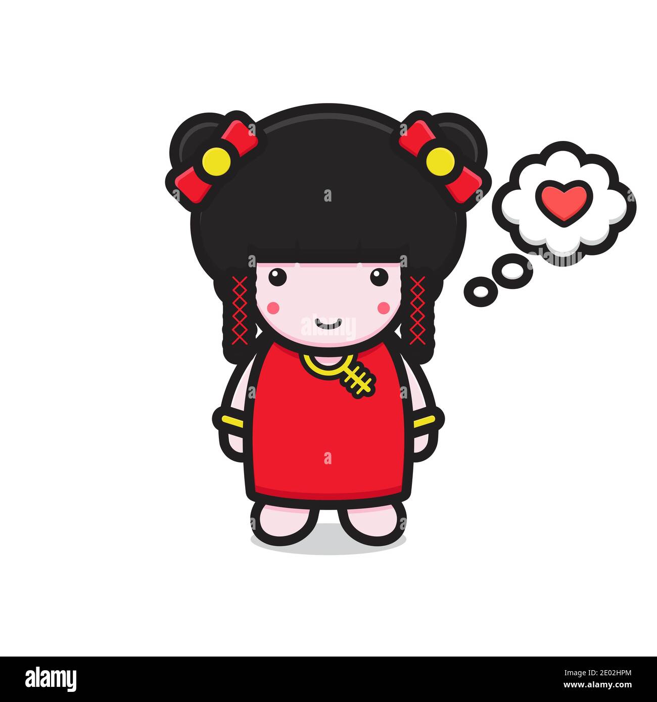 cute chinese girl character feel lovely. design isolated on white ...