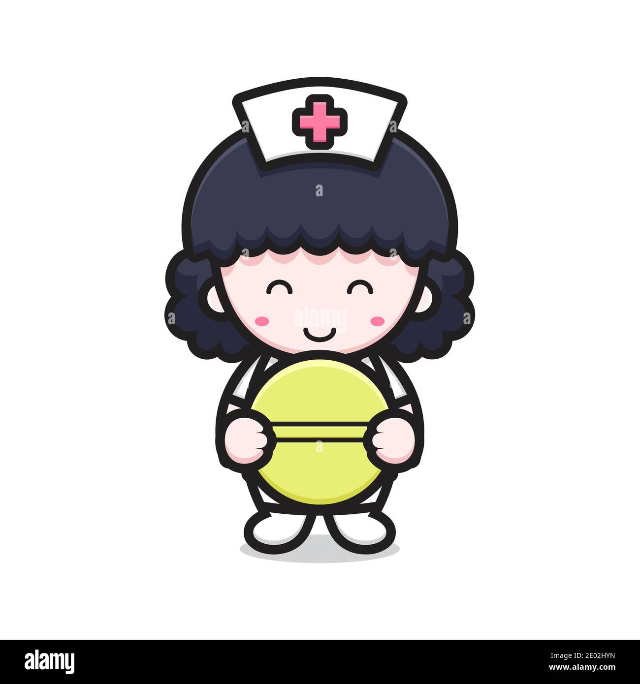 cute nurse character holding pill drug. design isolated on white ...