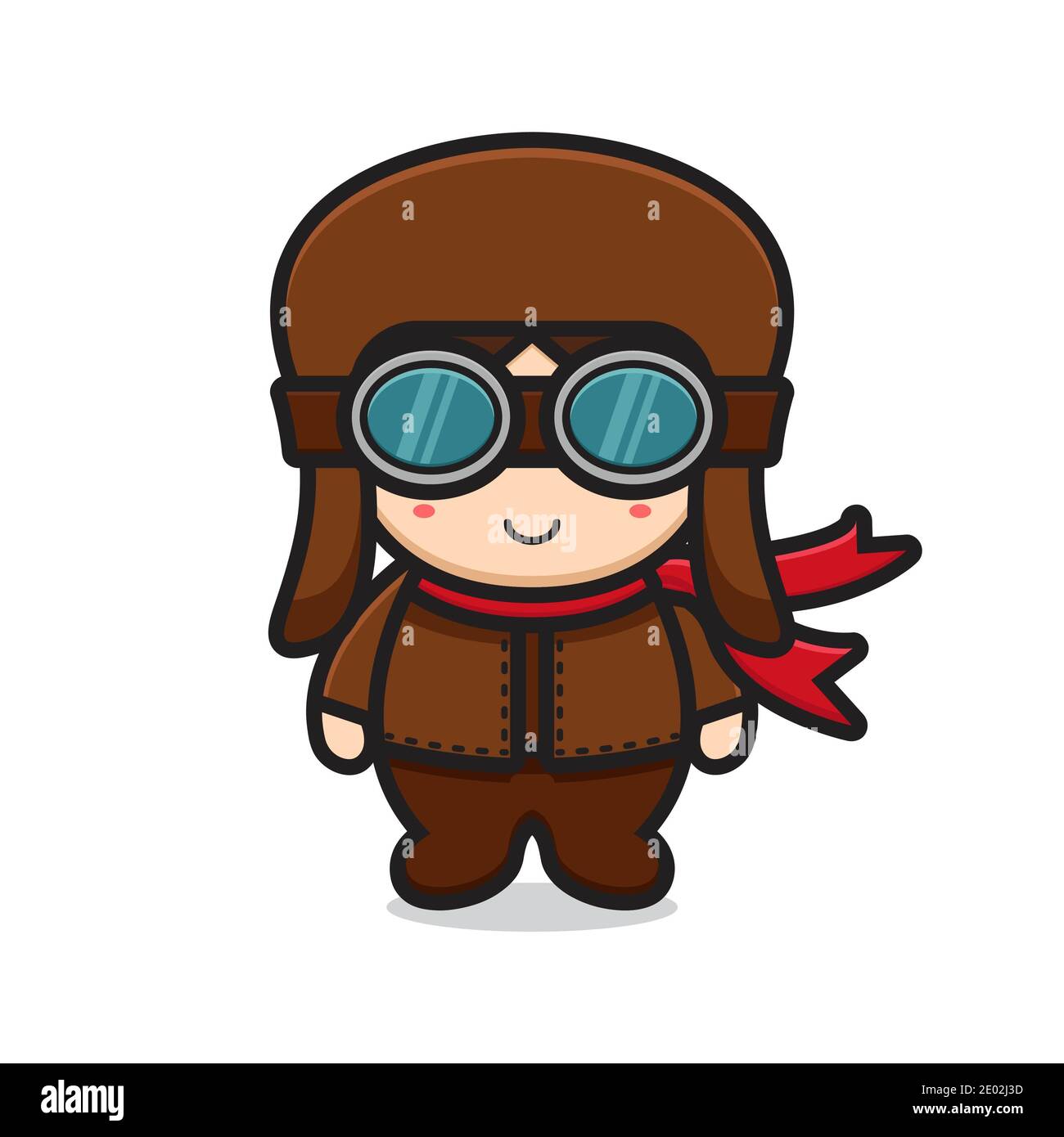 cute pilot mascot character wear glasses Stock Photo - Alamy