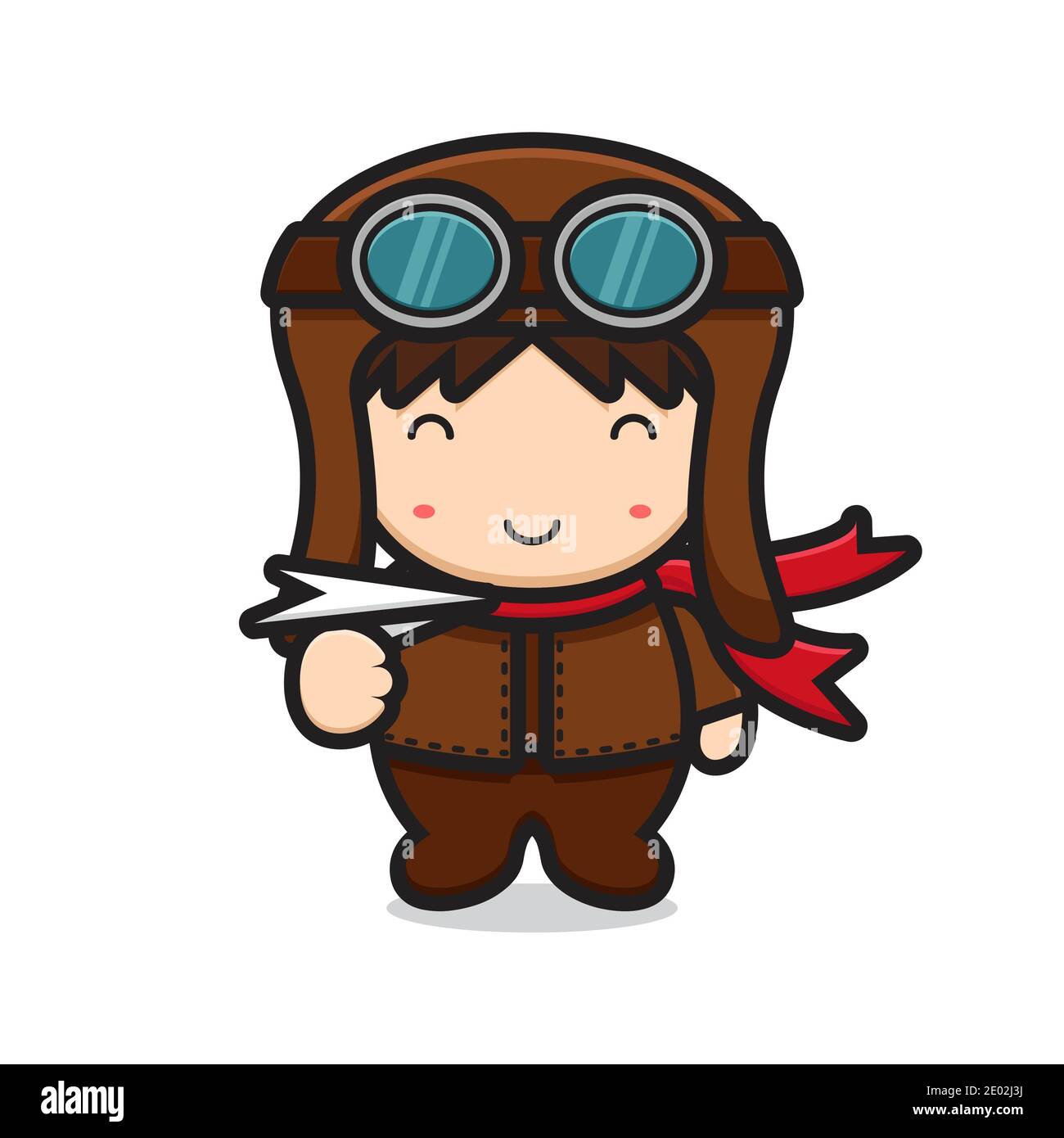 cute pilot mascot character playing paper plane Stock Photo - Alamy