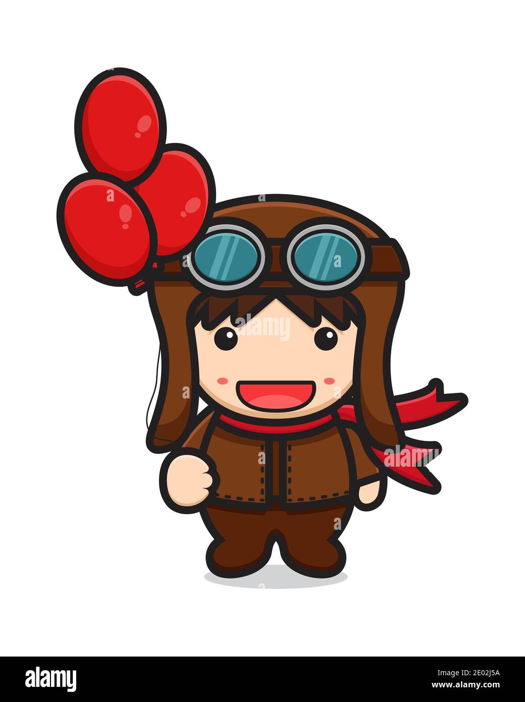 cute pilot mascot character holding balloons Stock Photo - Alamy
