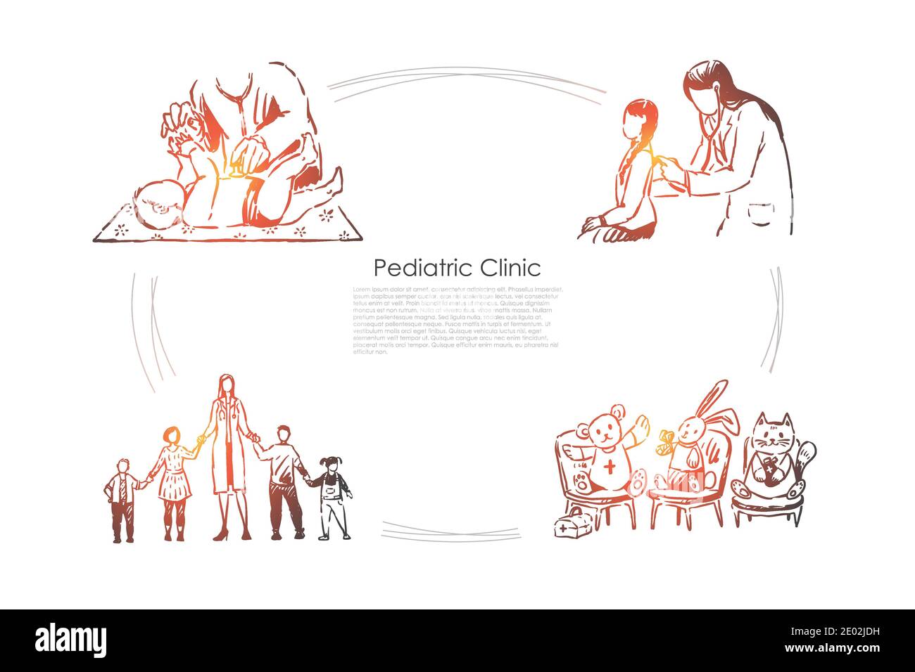 Children hospital, physician checks kids health, doctor and little ...