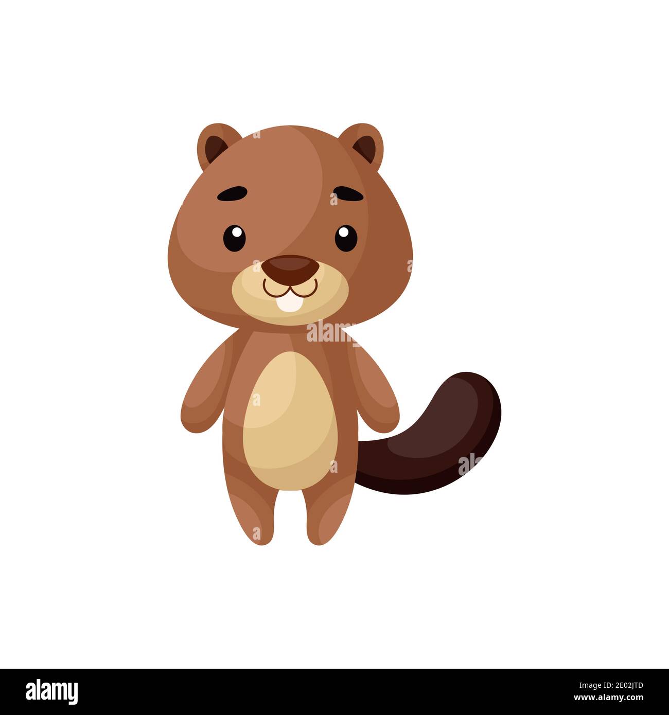 Cute little beaver on white background. Cartoon animal character for ...