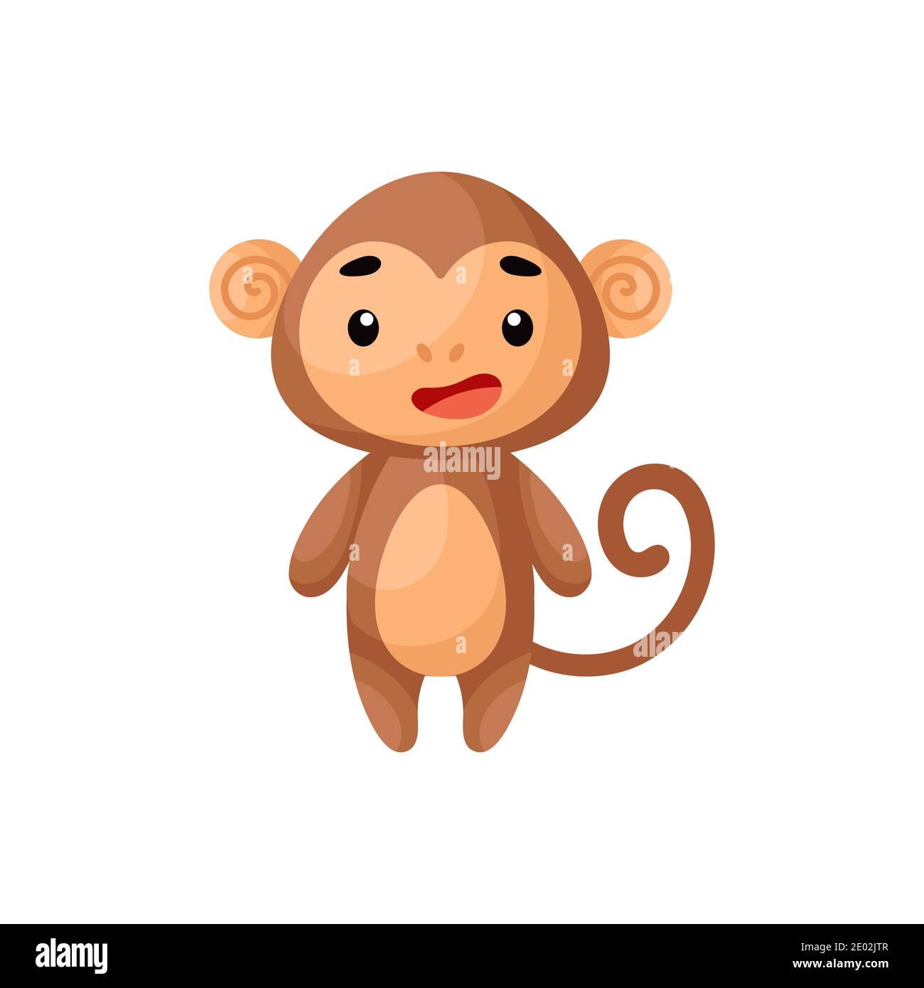 Cute little monkey on white background. Cartoon animal character for ...