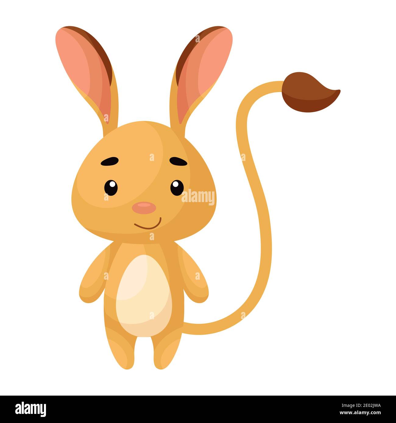 Cute little jerboa on white background. Cartoon animal character for ...
