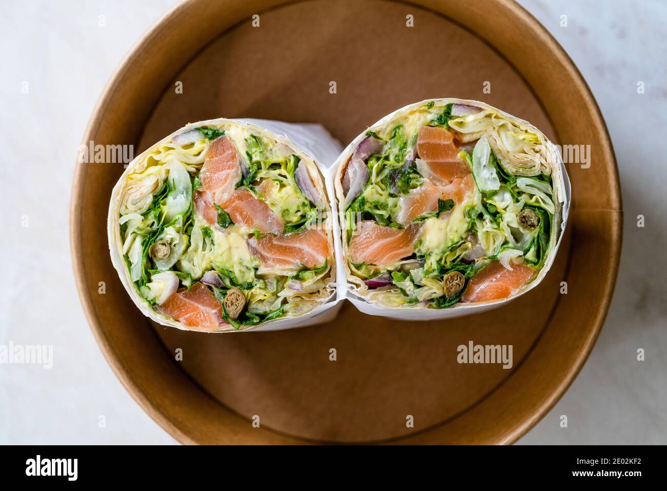 Take Away Salmon Wrap with Avocado Mash and Roti Dough. Take Out ...