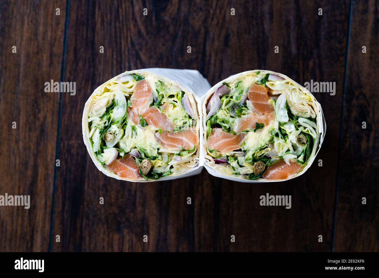 Take Away Salmon Wrap with Avocado Mash and Roti Dough. Take Out ...