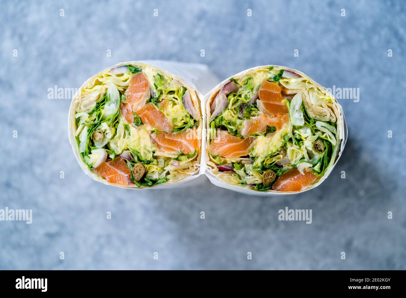 Take Away Salmon Wrap with Avocado Mash and Roti Dough. Take Out ...