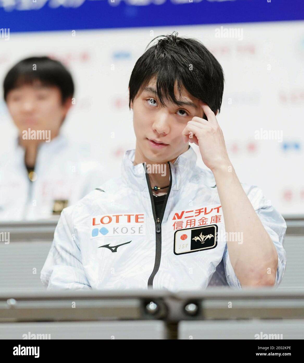 Yuzuru Hanyu attends a press conference at the Big Hat arena in Nagano ...