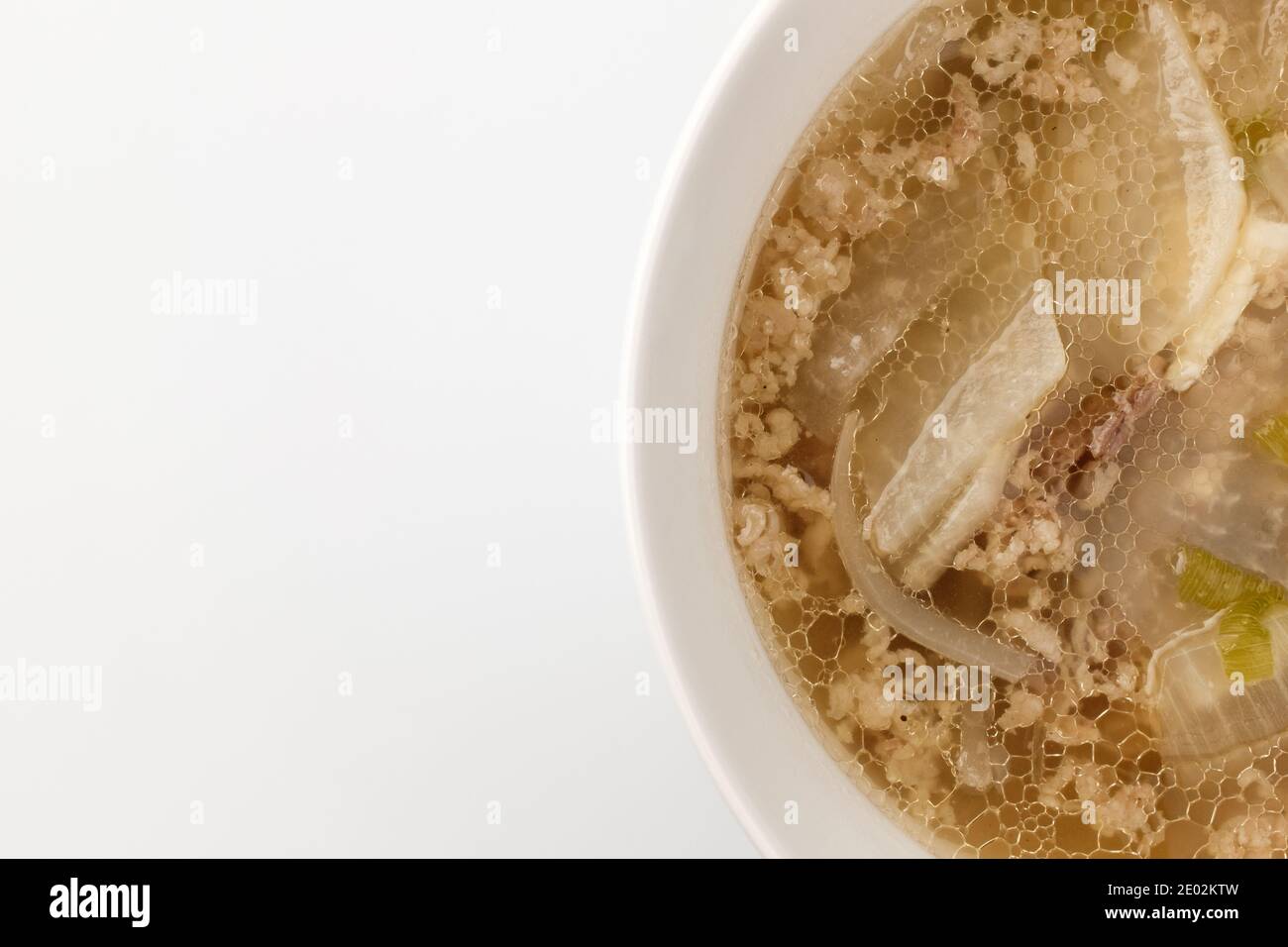 Beef radish soup on white background Stock Photo - Alamy