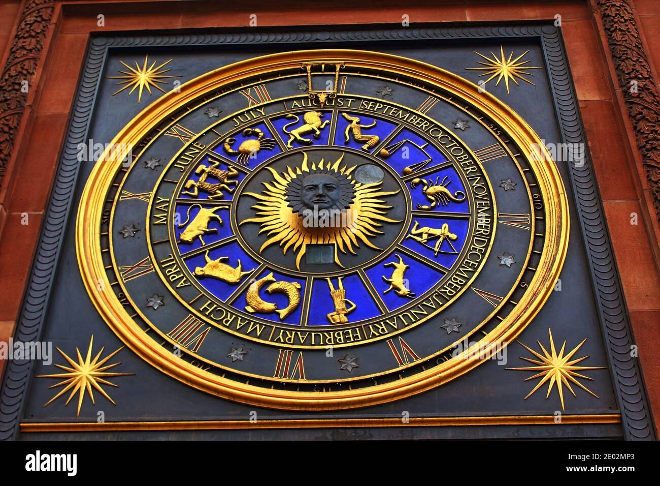 Winston Churchill`s face as the sun on Astronomical clock above the ...
