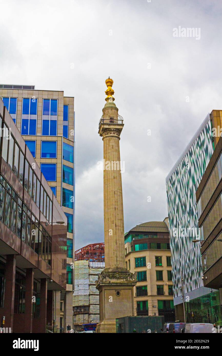 Monument to the Great Fire of London-column commemorating London`s ...