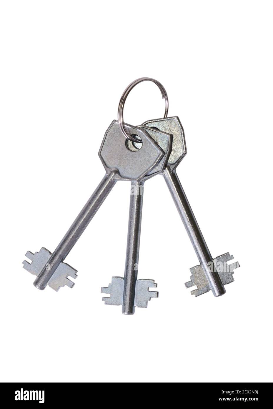 Chrome plated bunch of keys isolated on white Stock Photo - Alamy