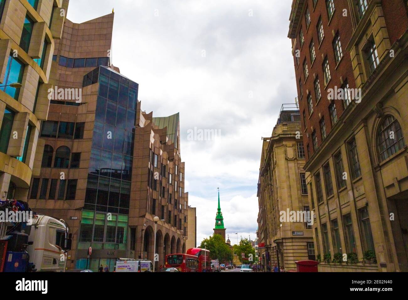 Modern buildings at Great Tower Street a street in the City of London ...