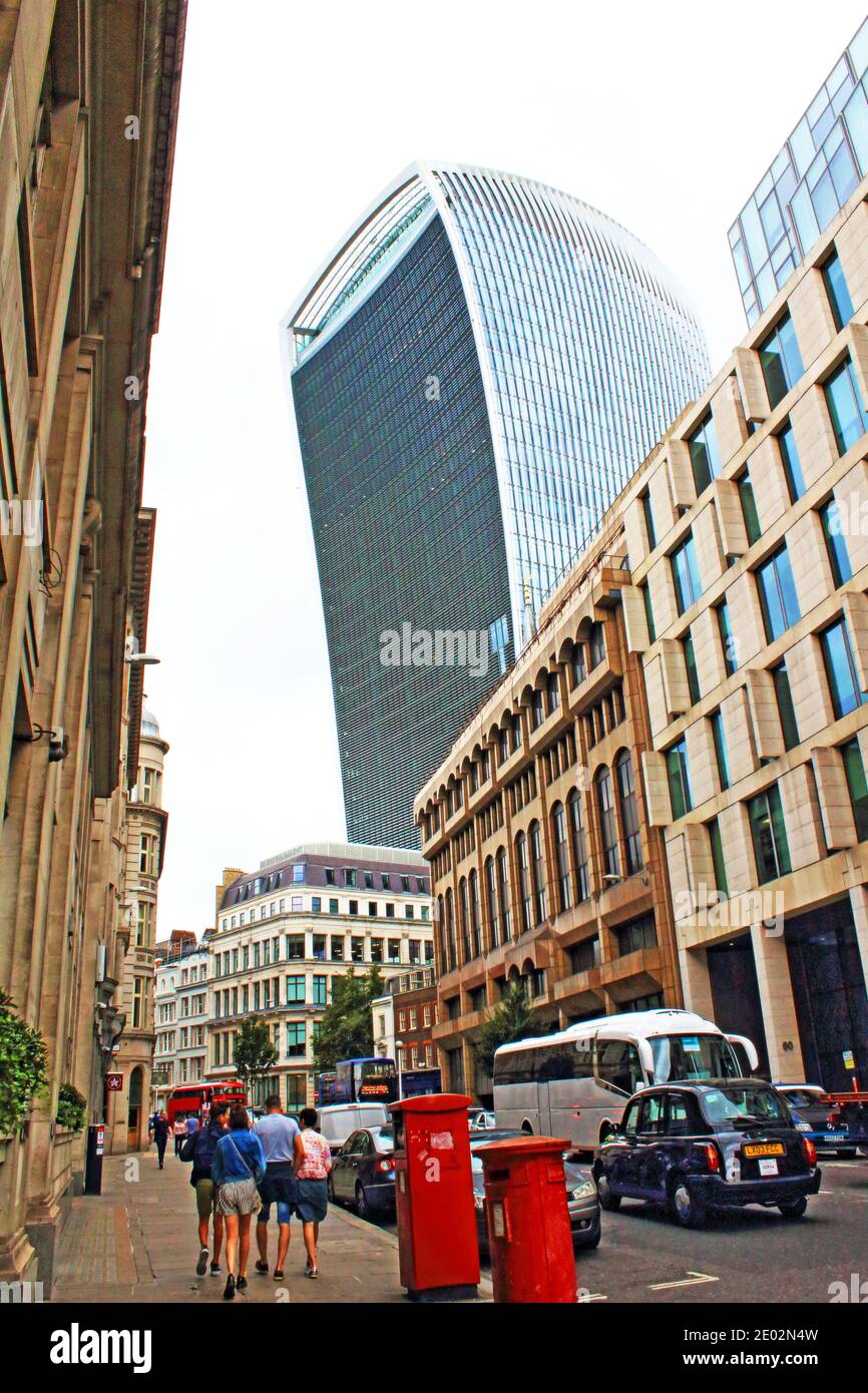 Modern buildings at Great Tower Street a street in the City of London ...