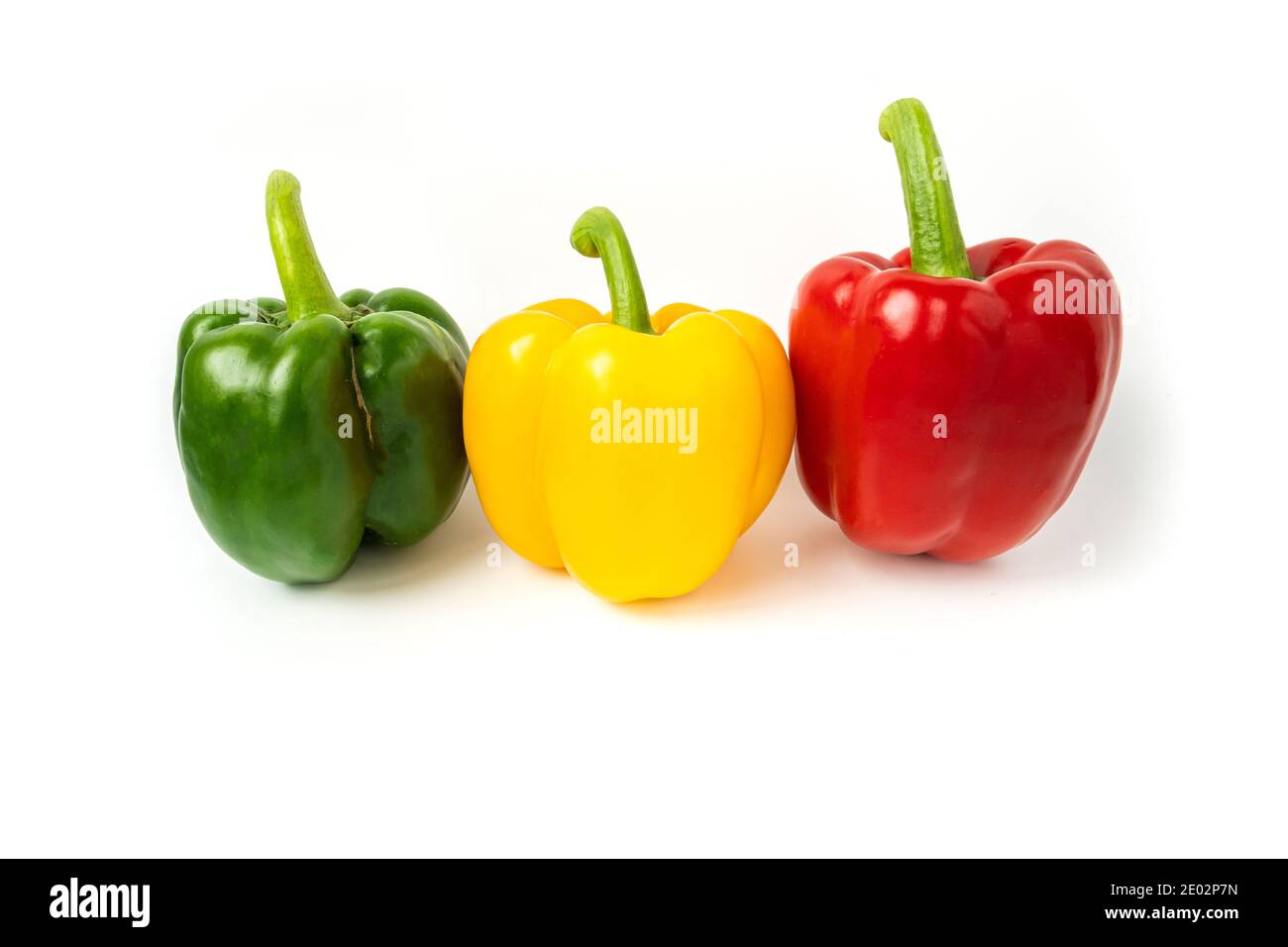 three bell peppers isolated on white background. Fresh vegetables Three ...