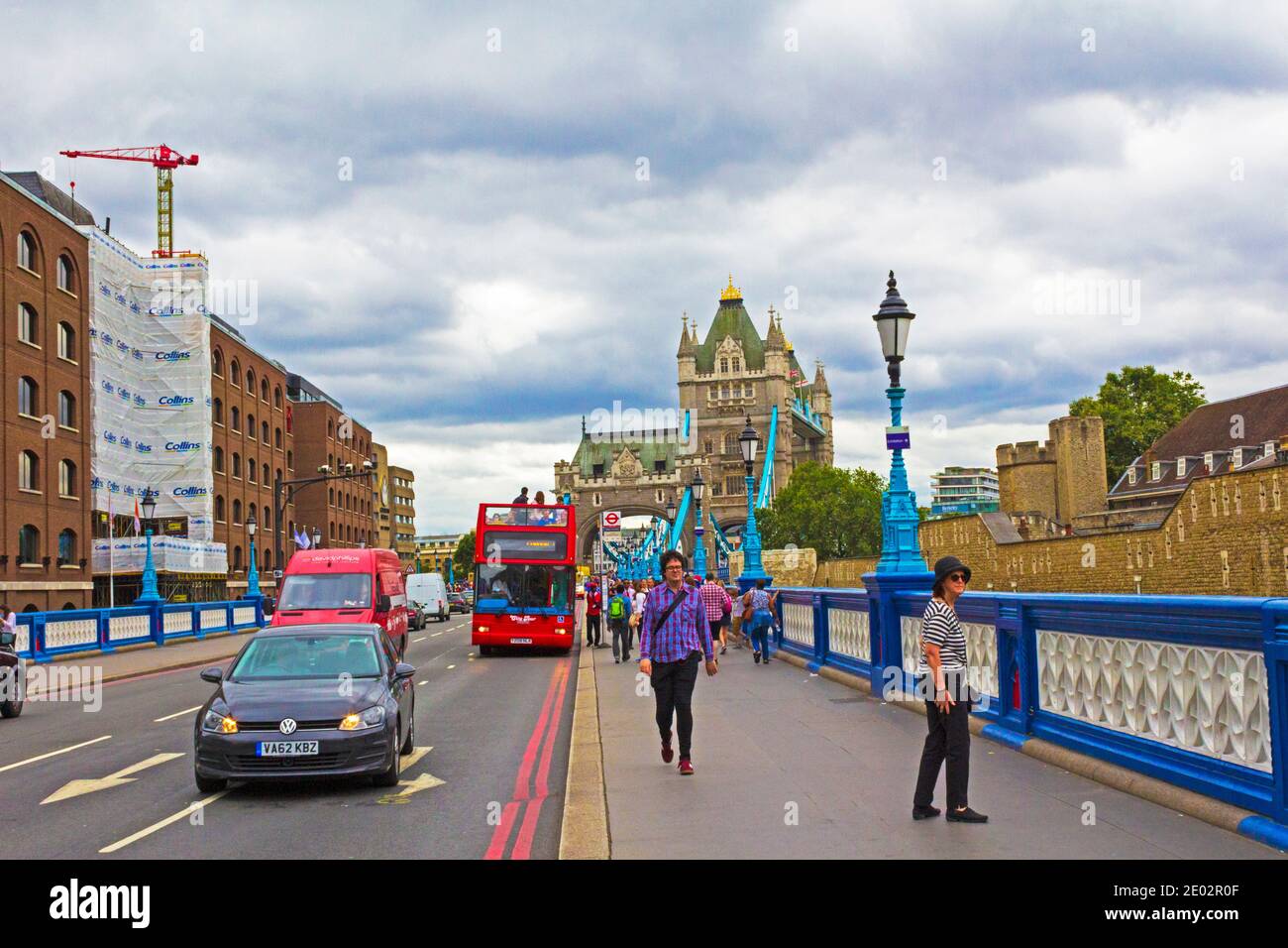 View of crowded Tower Bridge-the most famous bridge in the world,London ...