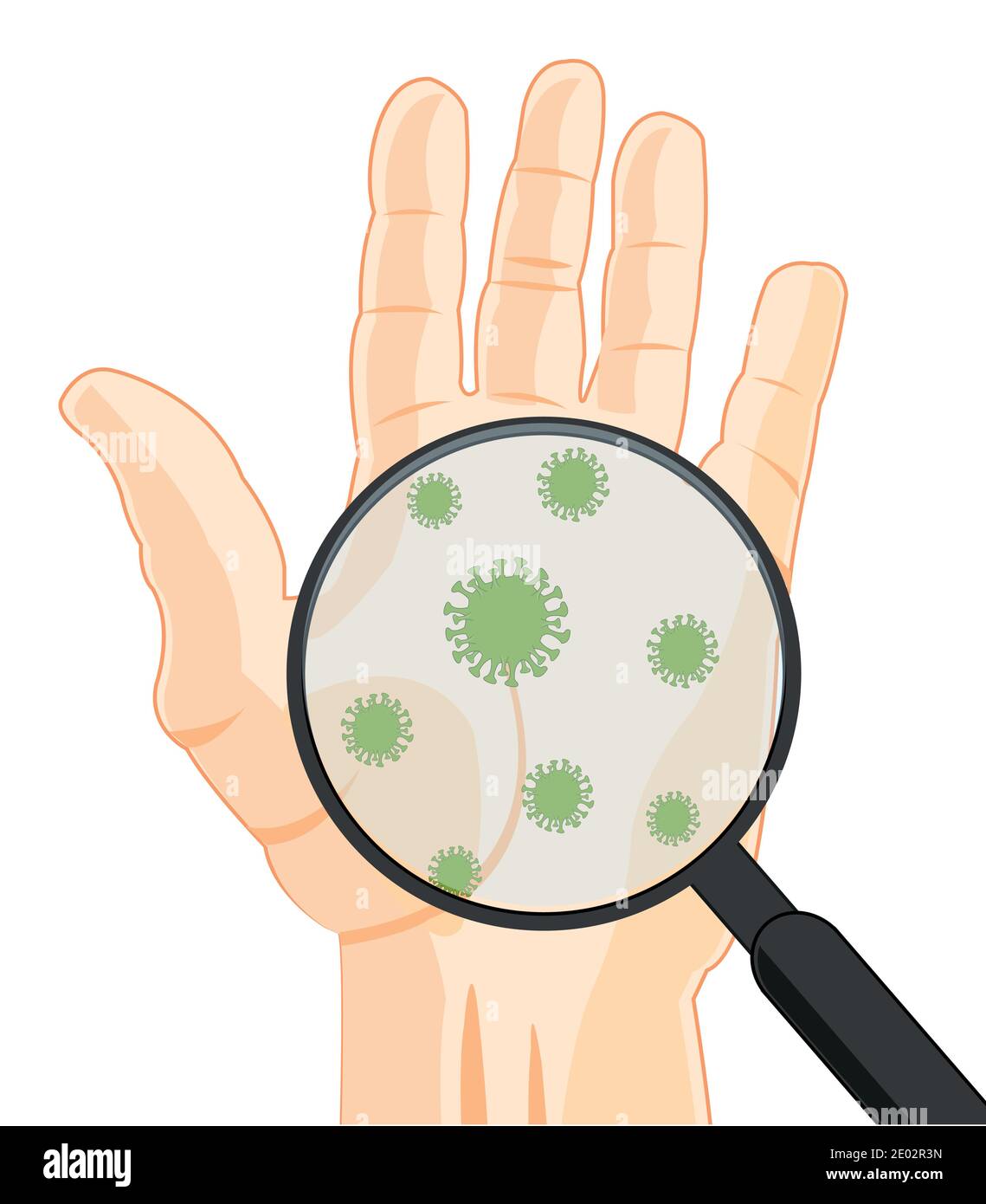 Microbes on hand of the person through magnifying glass Stock Vector ...