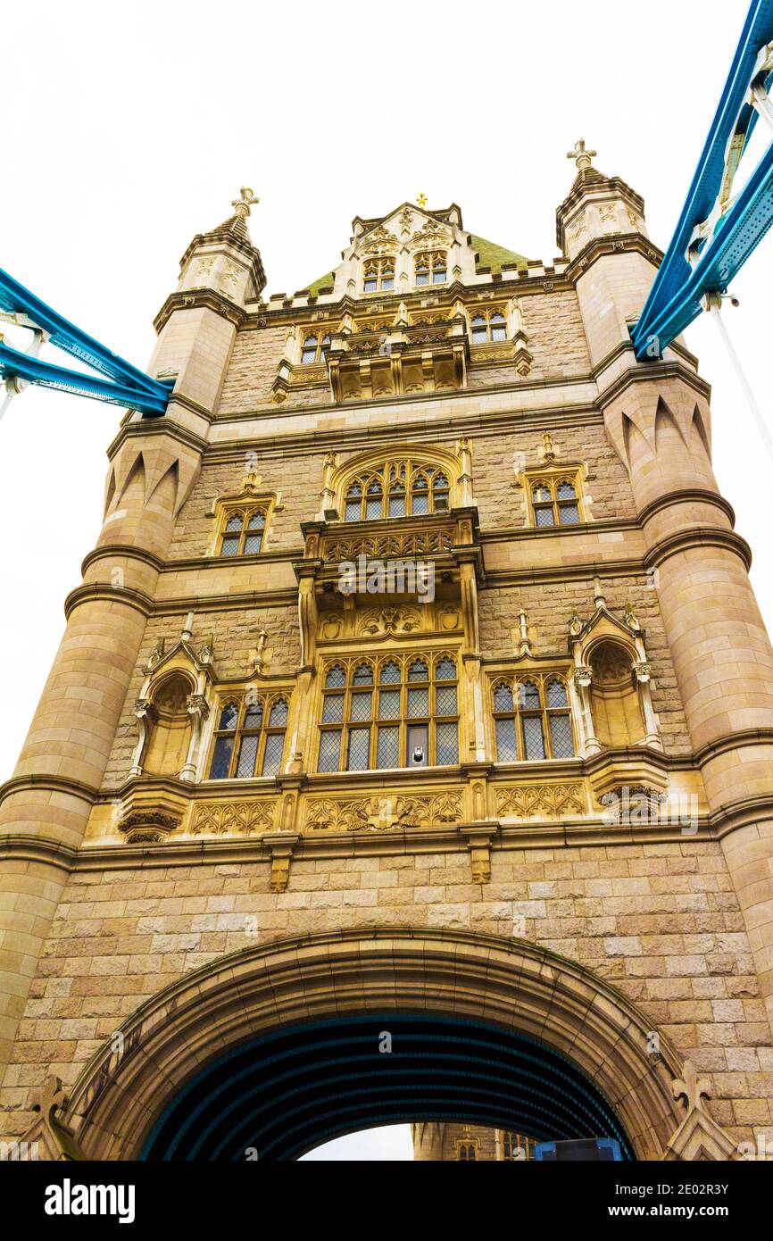 View of crowded Tower Bridge-the most famous bridge in the world,London ...