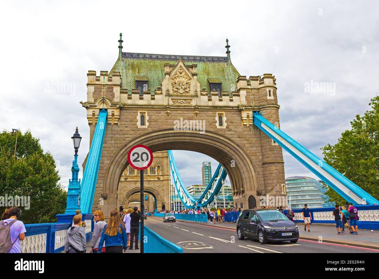 View of crowded Tower Bridge-the most famous bridge in the world,London ...