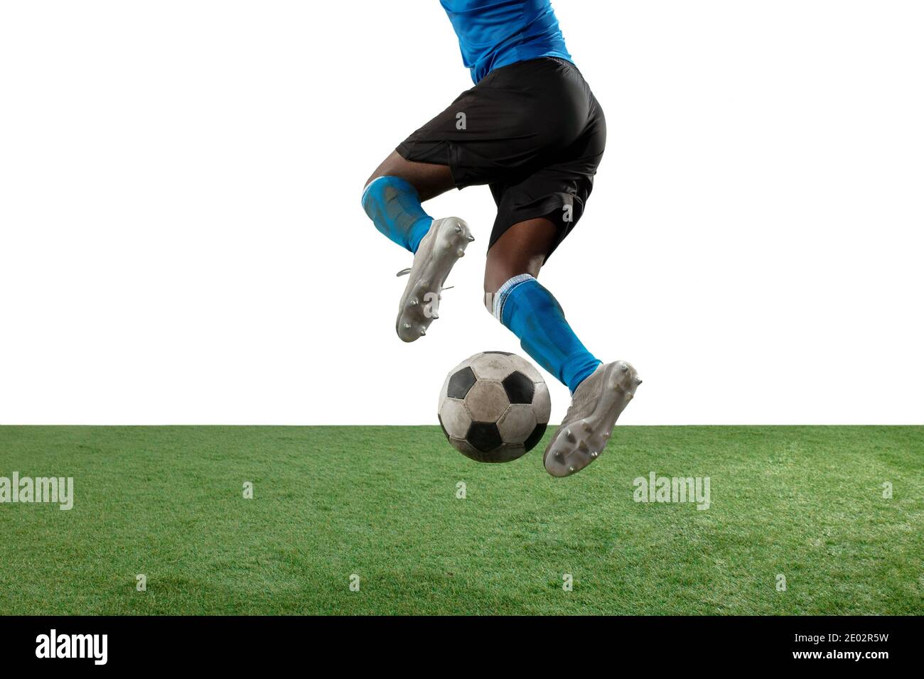 Close up legs of professional soccer, football player fighting for ball ...