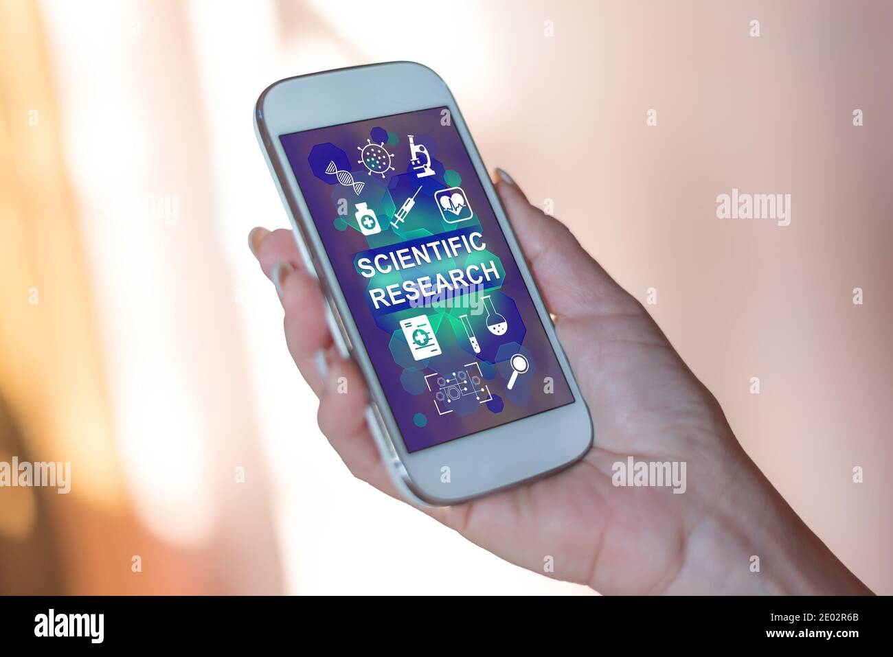 Smartphone screen displaying a scientific research concept Stock Photo ...