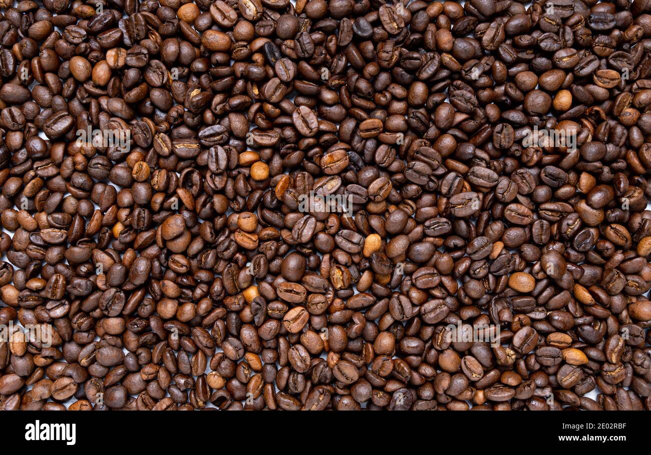 Arabika coffee beans background. Top view of Roasted Beans. food and ...