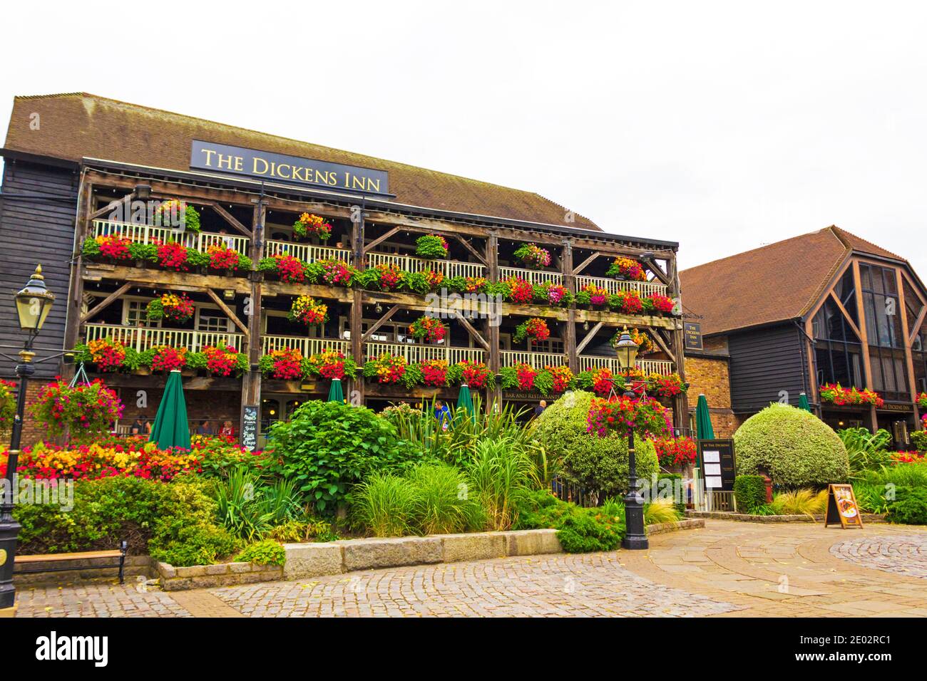 The Dickens Inn-flower bedecked dockside pub on St Katharine`s Way ...