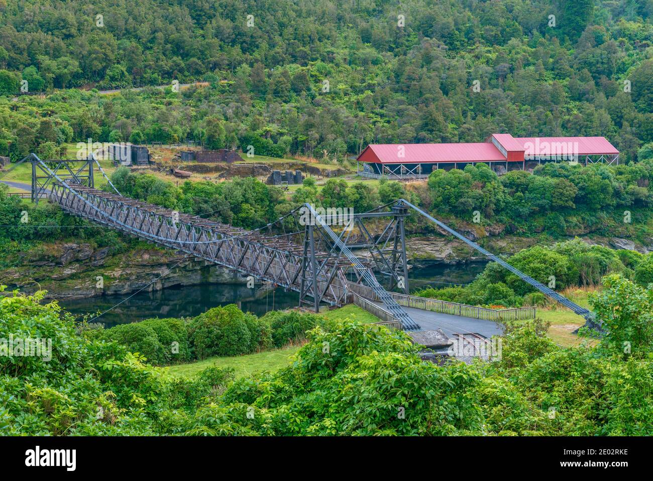 Bridge leading to Brunner Mine Historic Area in New zealand Stock Photo ...