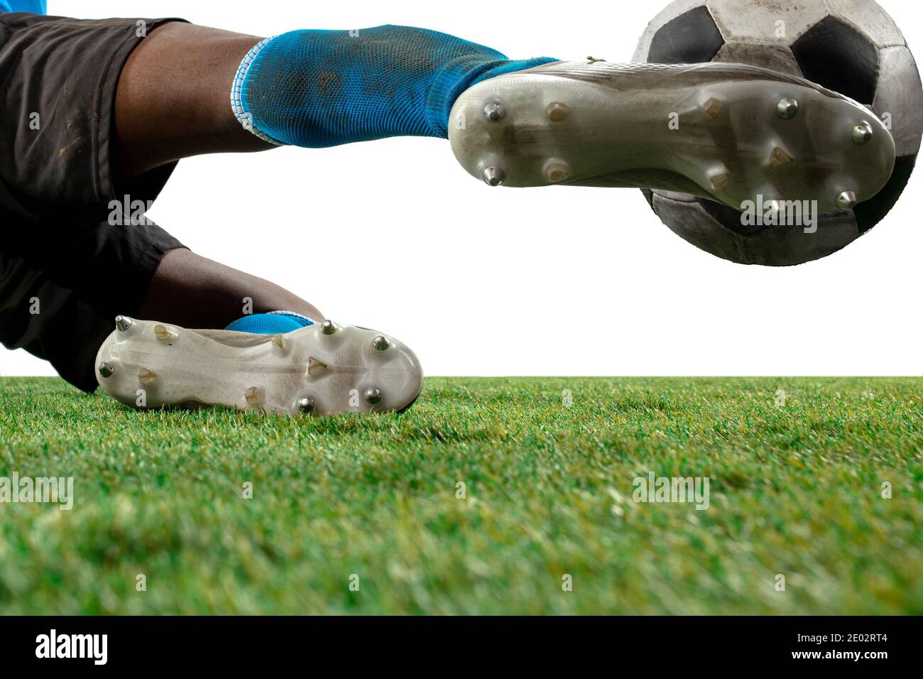 Close up legs of professional soccer, football player fighting for ball ...