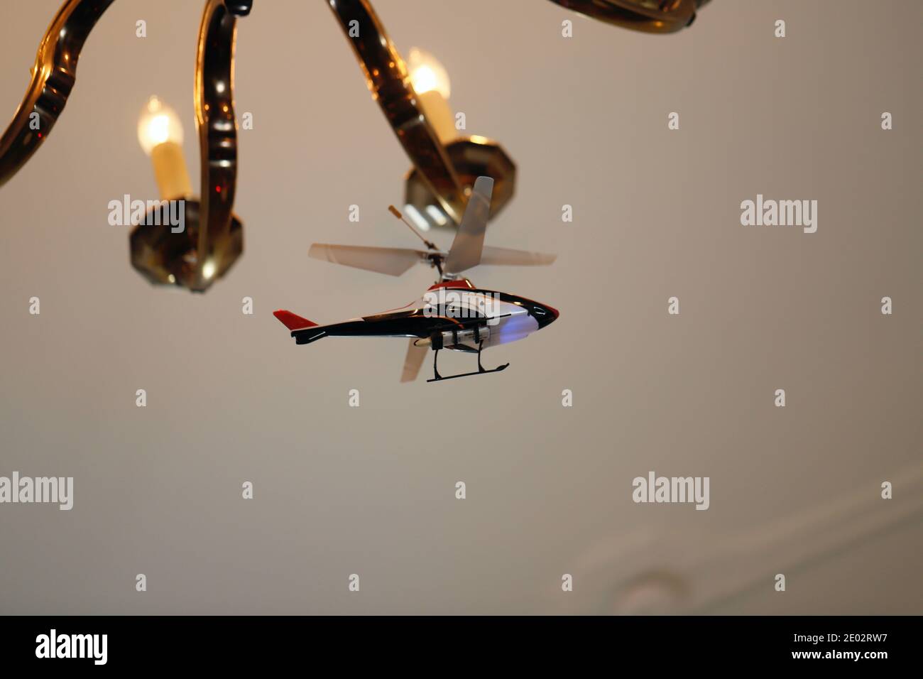 Toy Helicopter Model Flying Indoors High Resolution Stock Photography ...