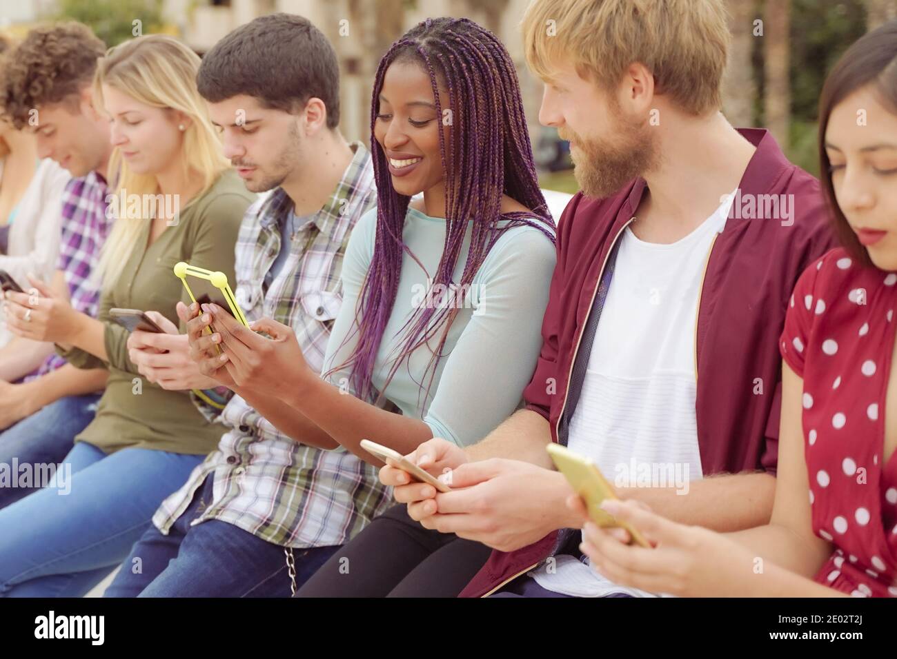 Technology addiction teenagers group hi-res stock photography and ...