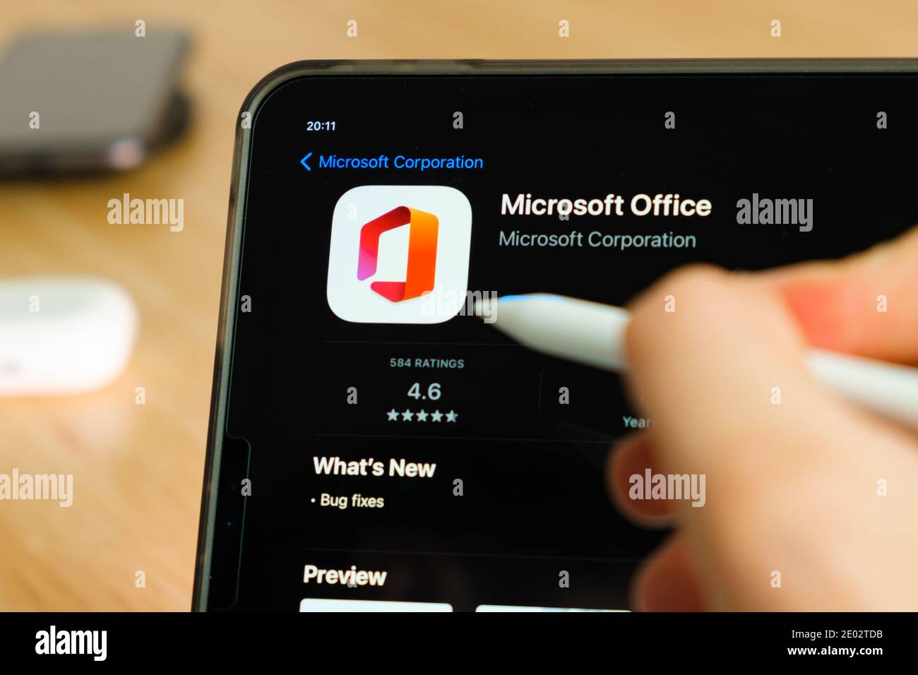 Microsoft Office logo shown by apple pencil on the iPad Pro tablet ...