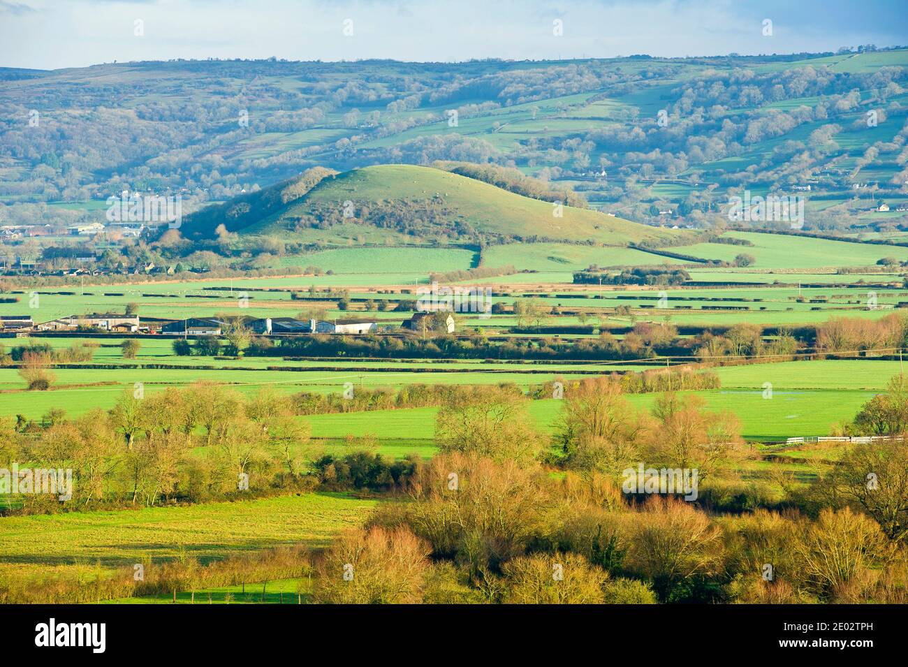 Winter landscape, Cheddar Valley and Mendip Hills, Somerset, England ...