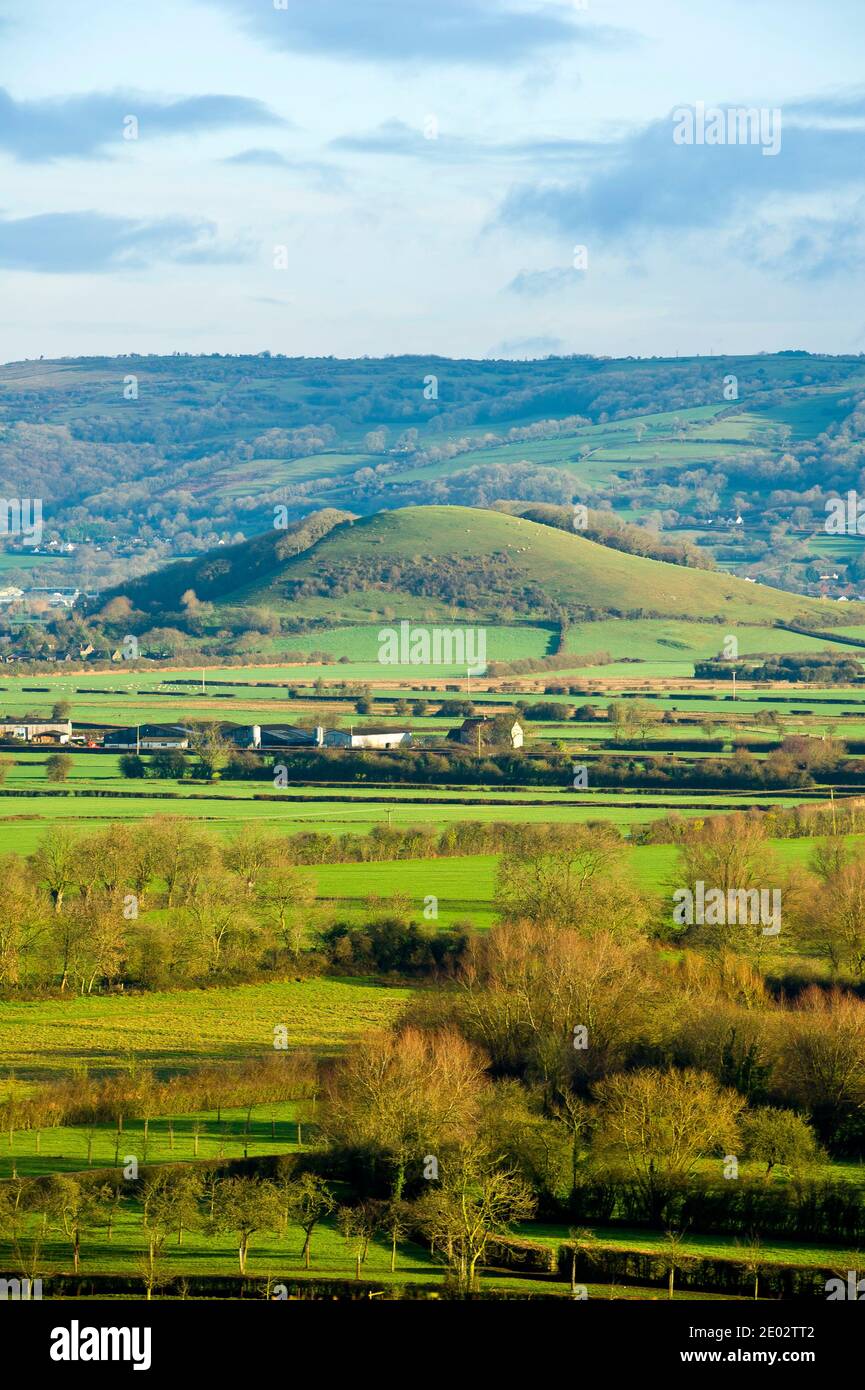Winter landscape, Cheddar Valley and Mendip Hills, Somerset, England ...