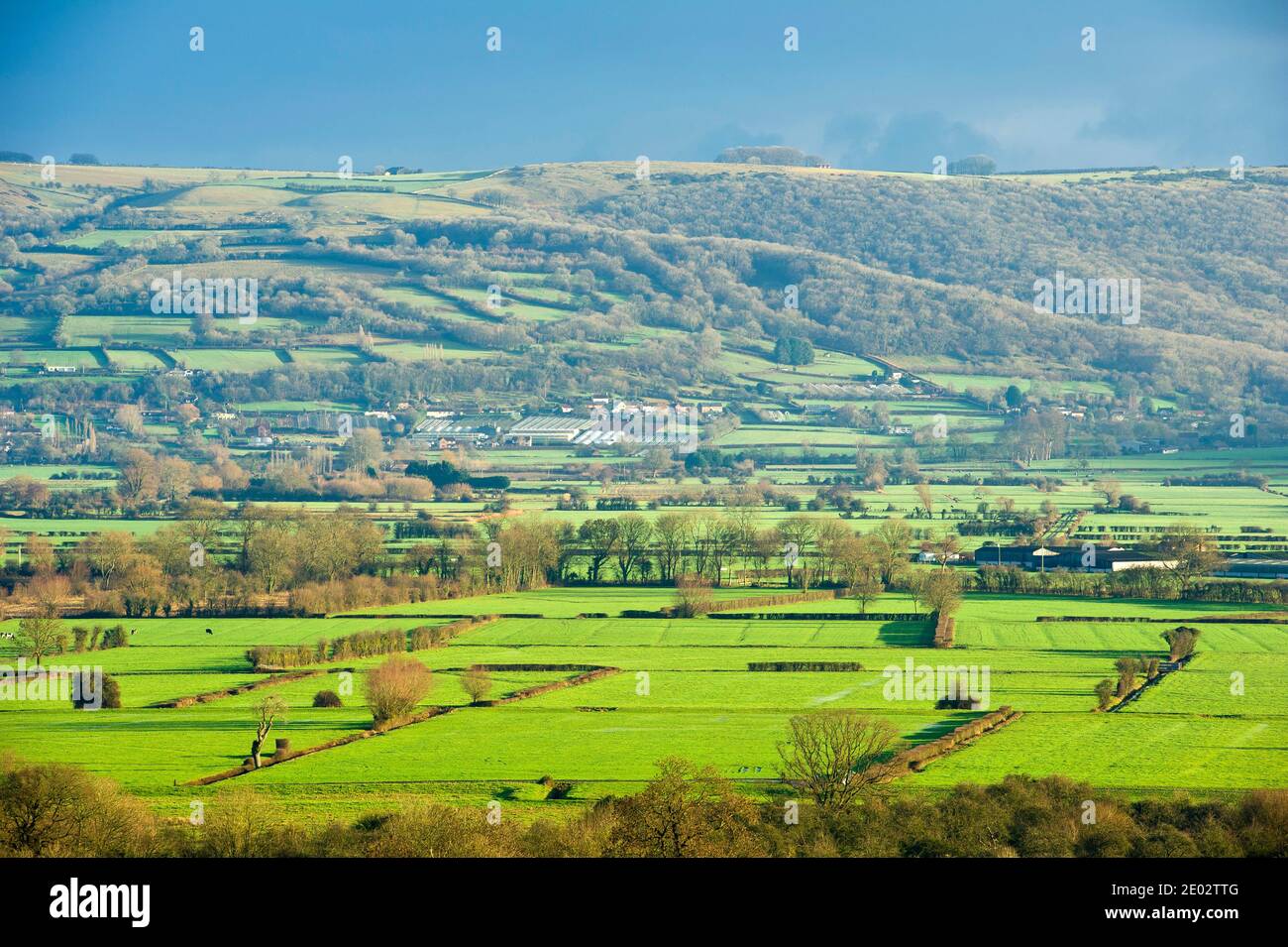 Winter landscape, Cheddar Valley and Mendip Hills, Somerset, England ...