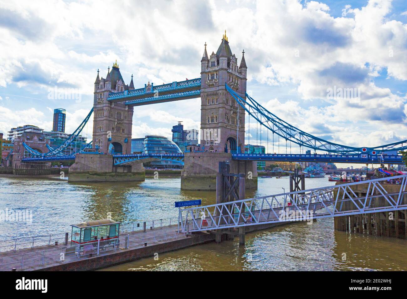 View of crowded Tower Bridge-the most famous bridge in the world,London ...